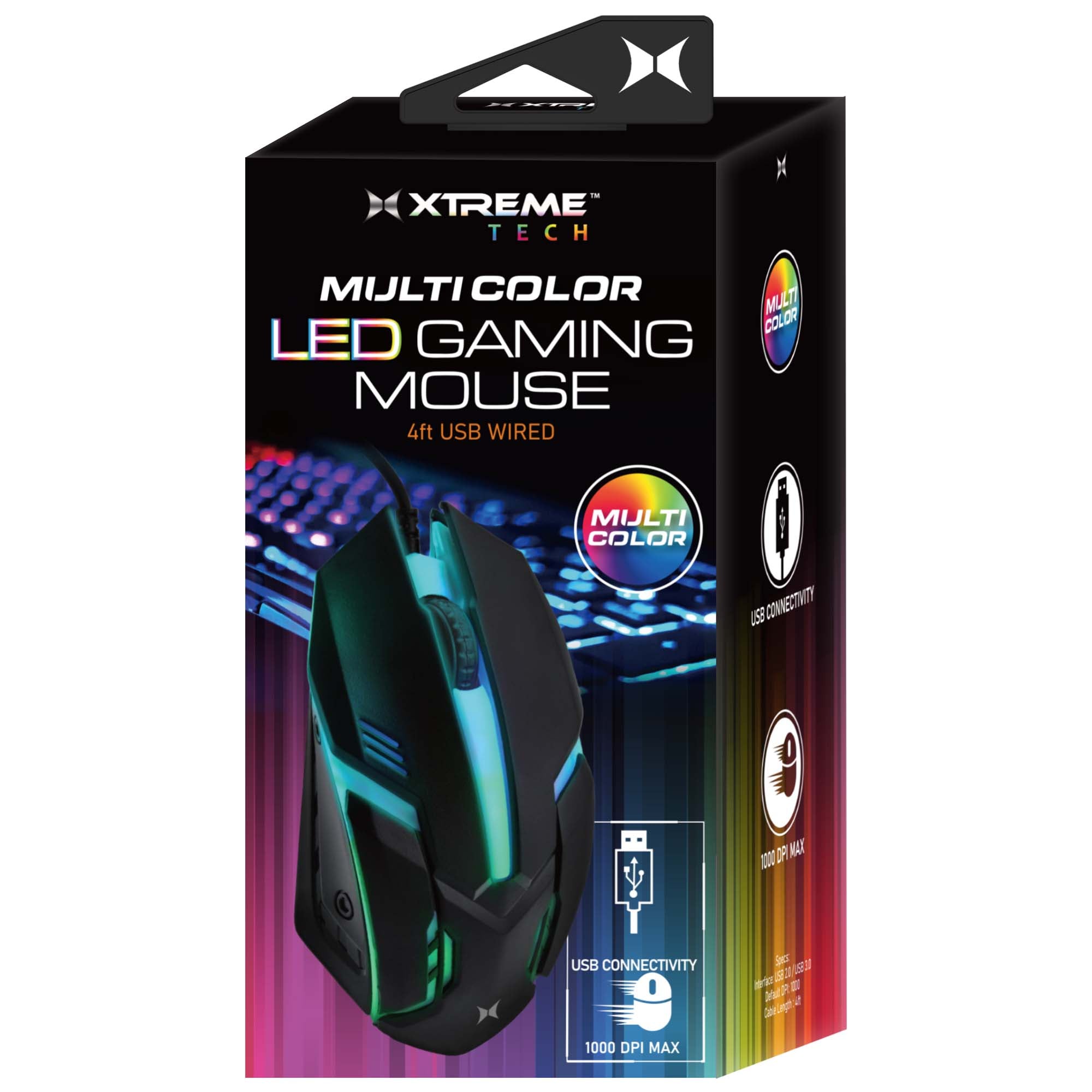 RGB LED Wired Gaming Mouse with 1000 DPI Sensor & Multi-Color Lighting